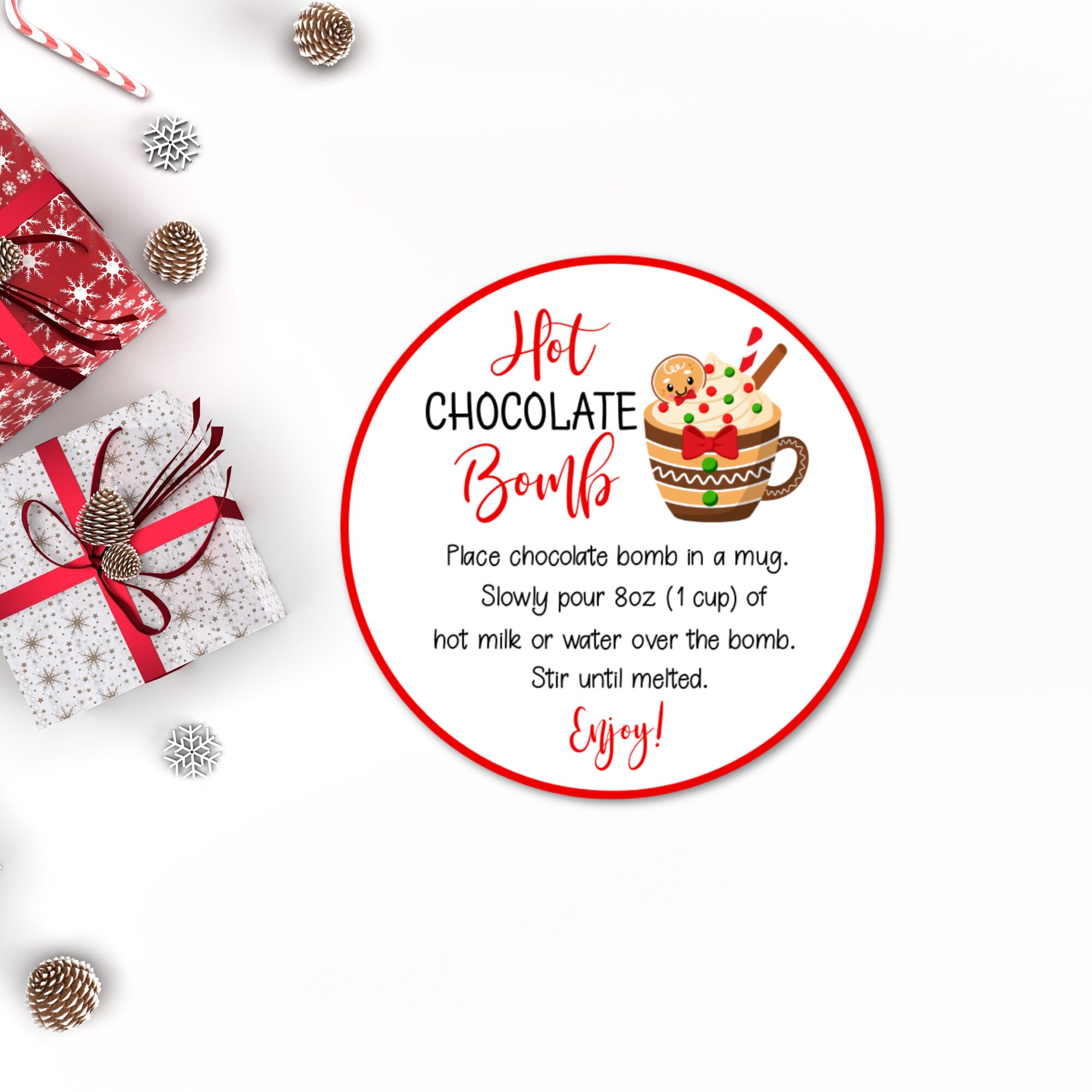 Printable Christmas Hot Chocolate Bomb Tag Hot Chocolate Bomb | Etsy