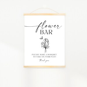 Flower Bar Minimalist, Bouquet Bar Sign, Garden Flower Favor Sign 5x7 ...