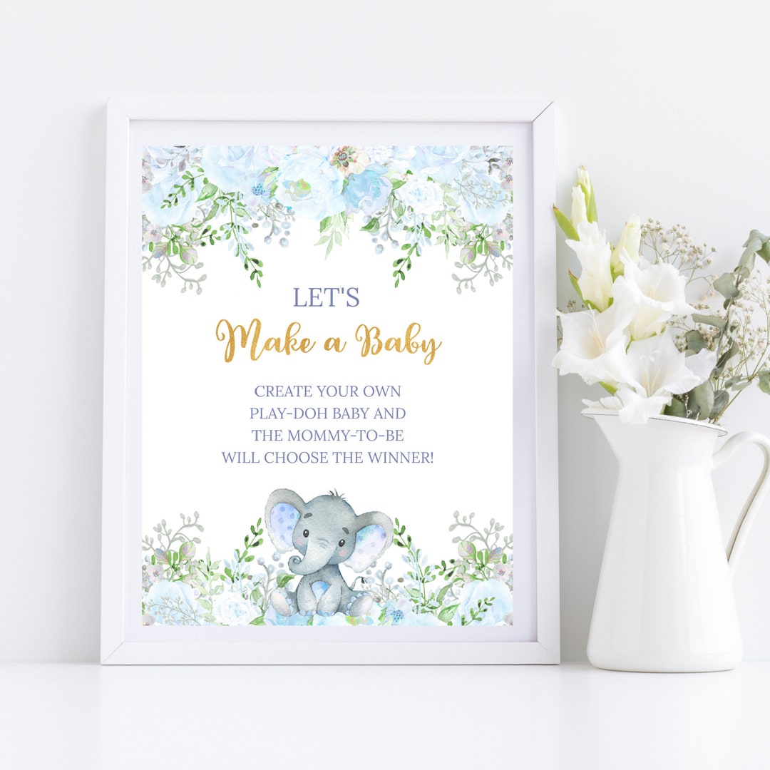 Let's Make a Baby Play-doh, Blue Elephant Baby Play Doh Sign, Boy Baby ...