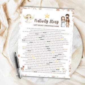 Nativity Story Christmas Game, Left Right Gift Exchange (digital ...