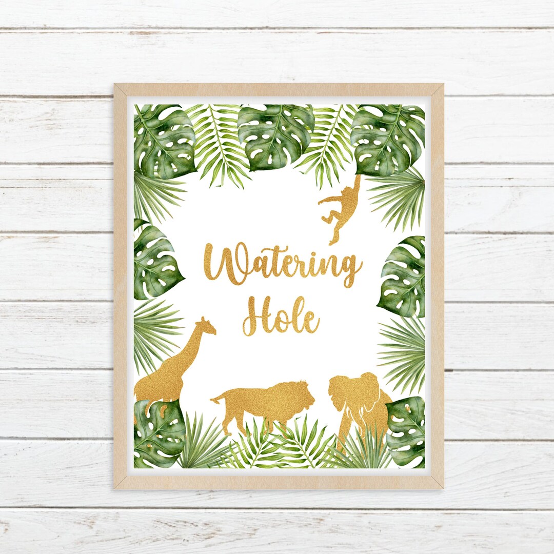 Jungle Watering Hole Sign, Drink Station Sign, Birthday Decor, Jungle ...