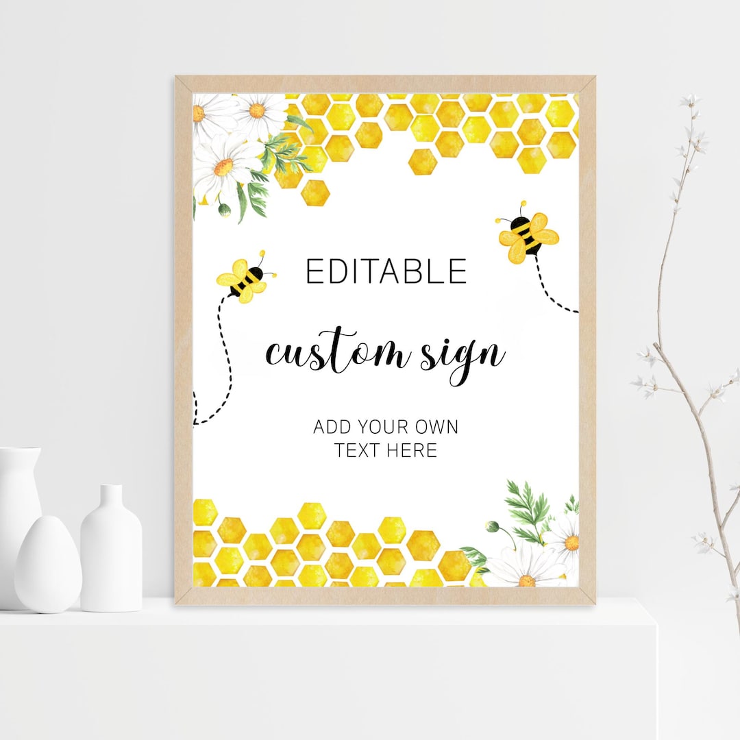 Honey Bee Custom Sign, Editable Template, Sweet as Can Bee Baby Shower ...