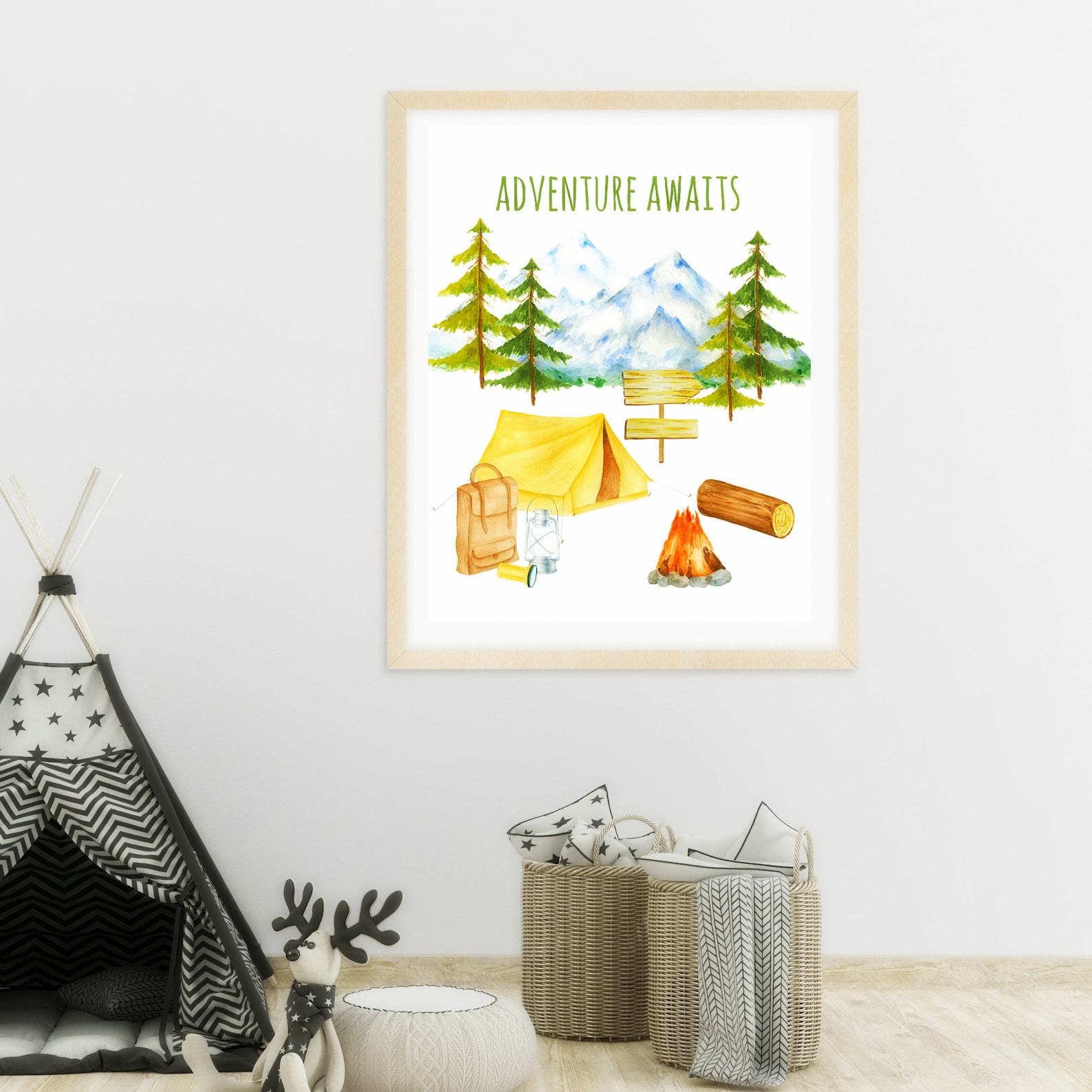 Adventure awaits Nursery Printable Camping Boy Nursery Decor | Etsy