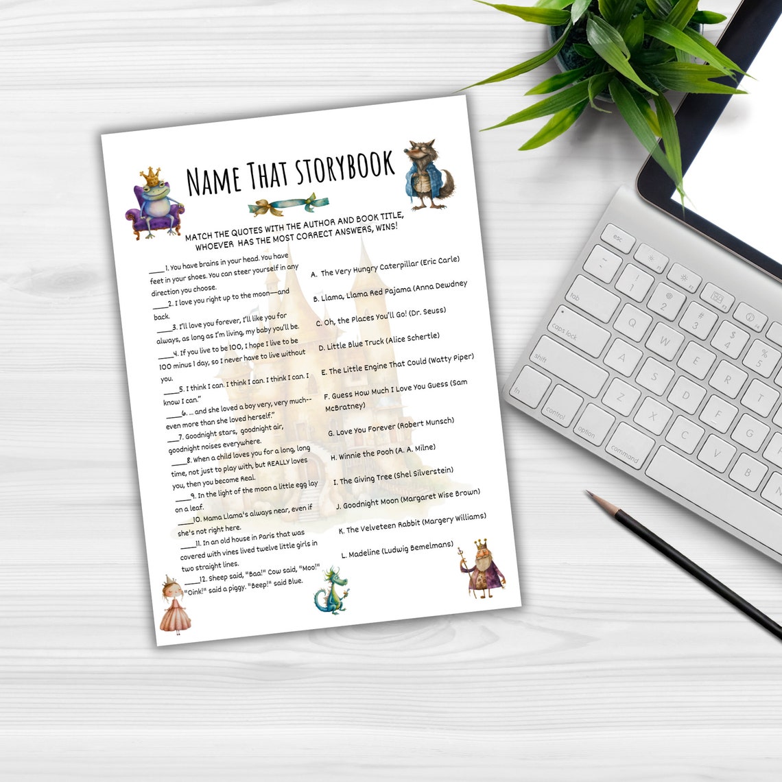Fairytale Storybook Baby Shower Game: Name That Book (printable) - Etsy