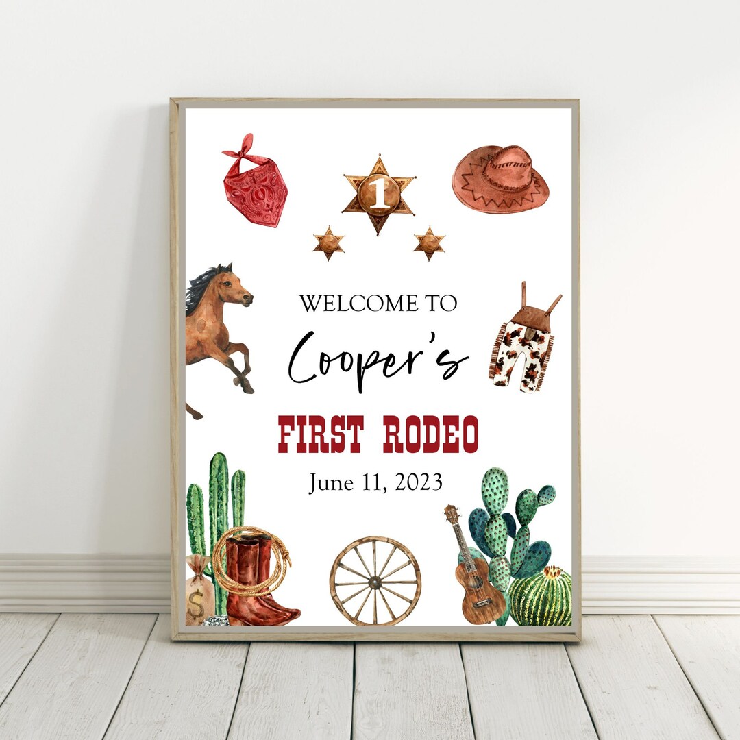 First Rodeo Birthday Welcome Sign, First Birthday Party Welcome Sign ...