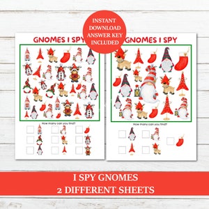 I Spy Printable Games, Christmas Fun Gnomes I Spy Game Instant Download ...