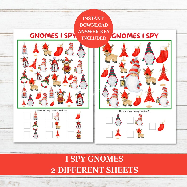 Christmas Gnomes I Spy Game, Printable Activity (digital Download) - Etsy