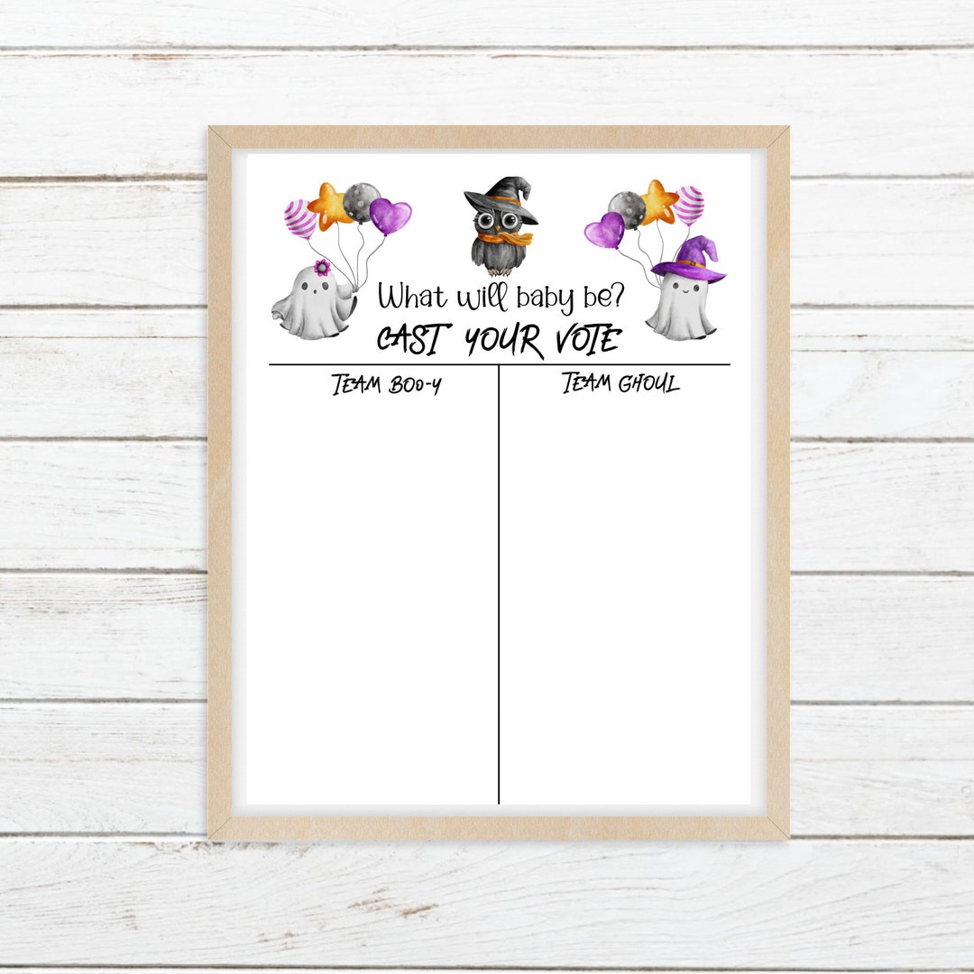Halloween Gender Reveal Cast Your Vote Poster, Instant Download ...