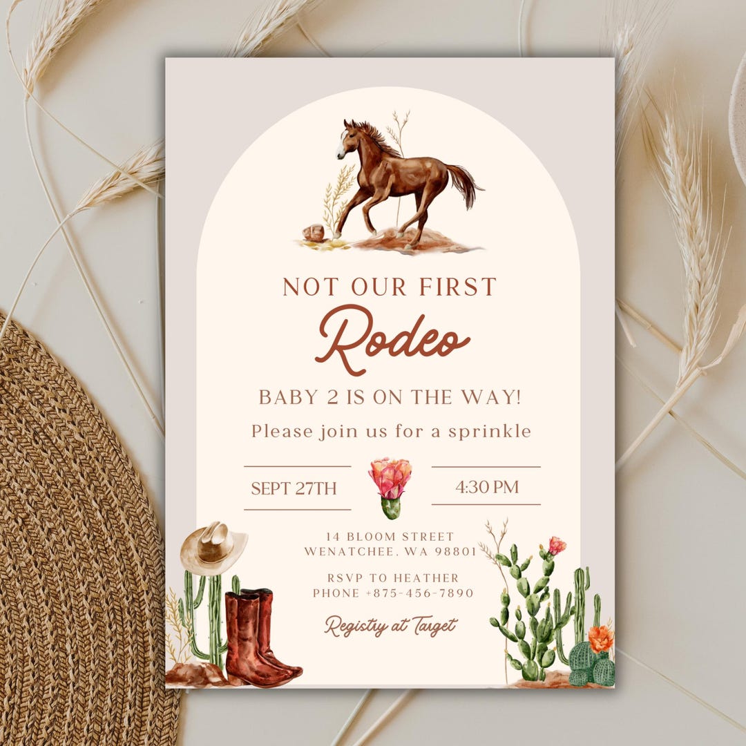 Not Her First Rodeo Baby Sprinkle Invitation Template, 2nd Baby ...