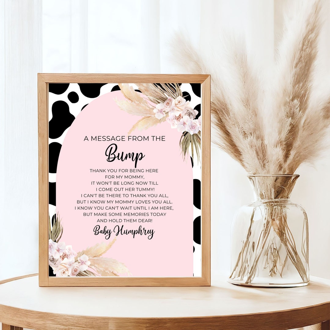 Message From the Bump Editable, Holy Cow Pink Bump Message, Cowprint ...