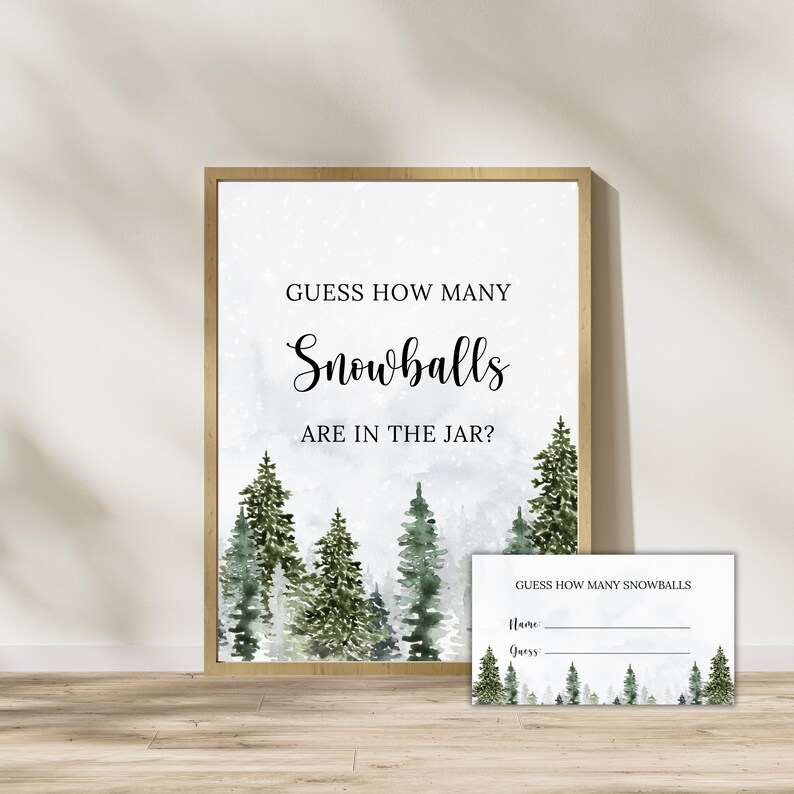 Snowballs Baby Shower Game: Forest Guessing Game (digital Download) - Etsy