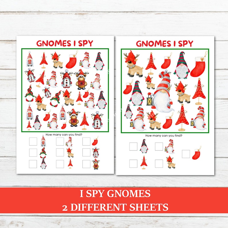 Christmas Gnomes I Spy Game, Printable Activity (digital Download) - Etsy