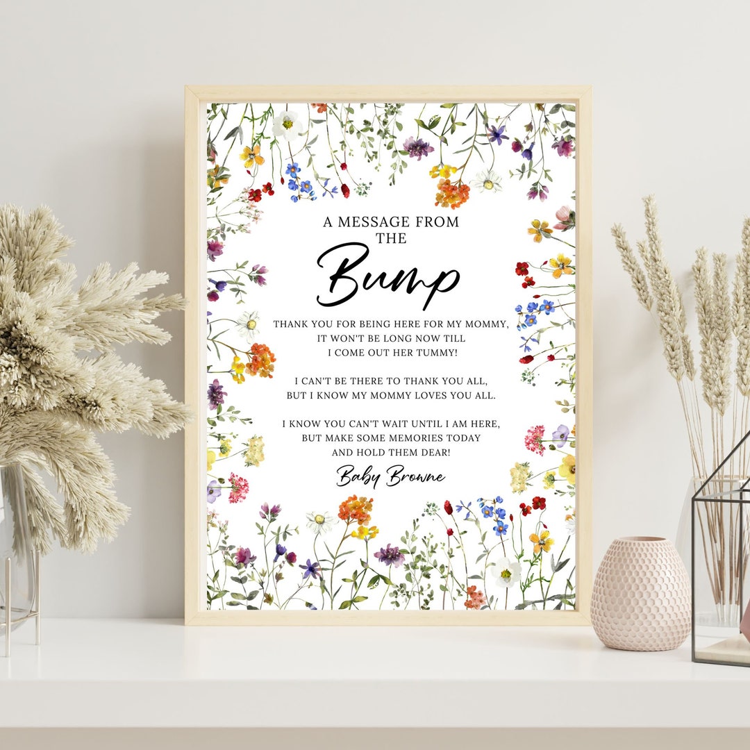Message From the Bump Editable, Baby Bump Wildflower Baby in Bloom ...