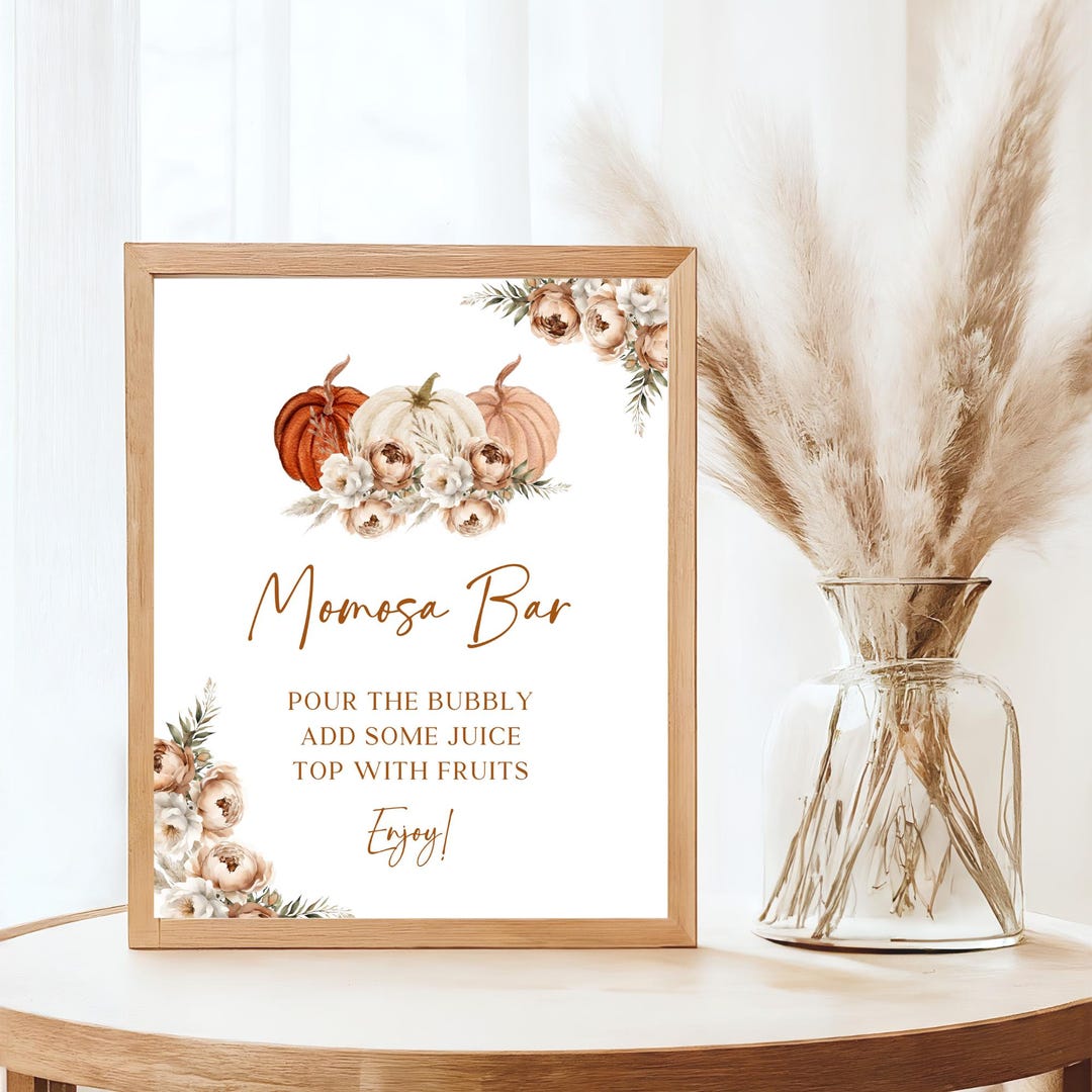 Mo-mosa Bar Sign, Pumpkin Bar Sign Fall Baby Shower Decorations, Boho ...