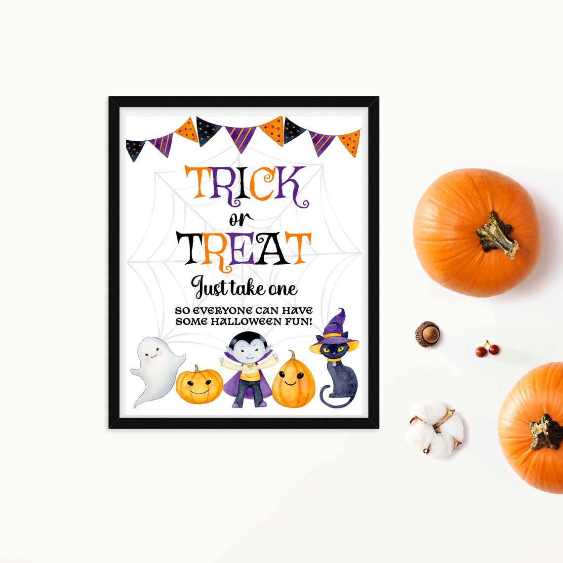 PRINTABLE Trick or Treat Sign Cute Halloween Printable Wall - Etsy