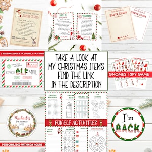 Elf Box Label Printable, Christmas Eve Box Sticker, Elf Mail Red Favor ...