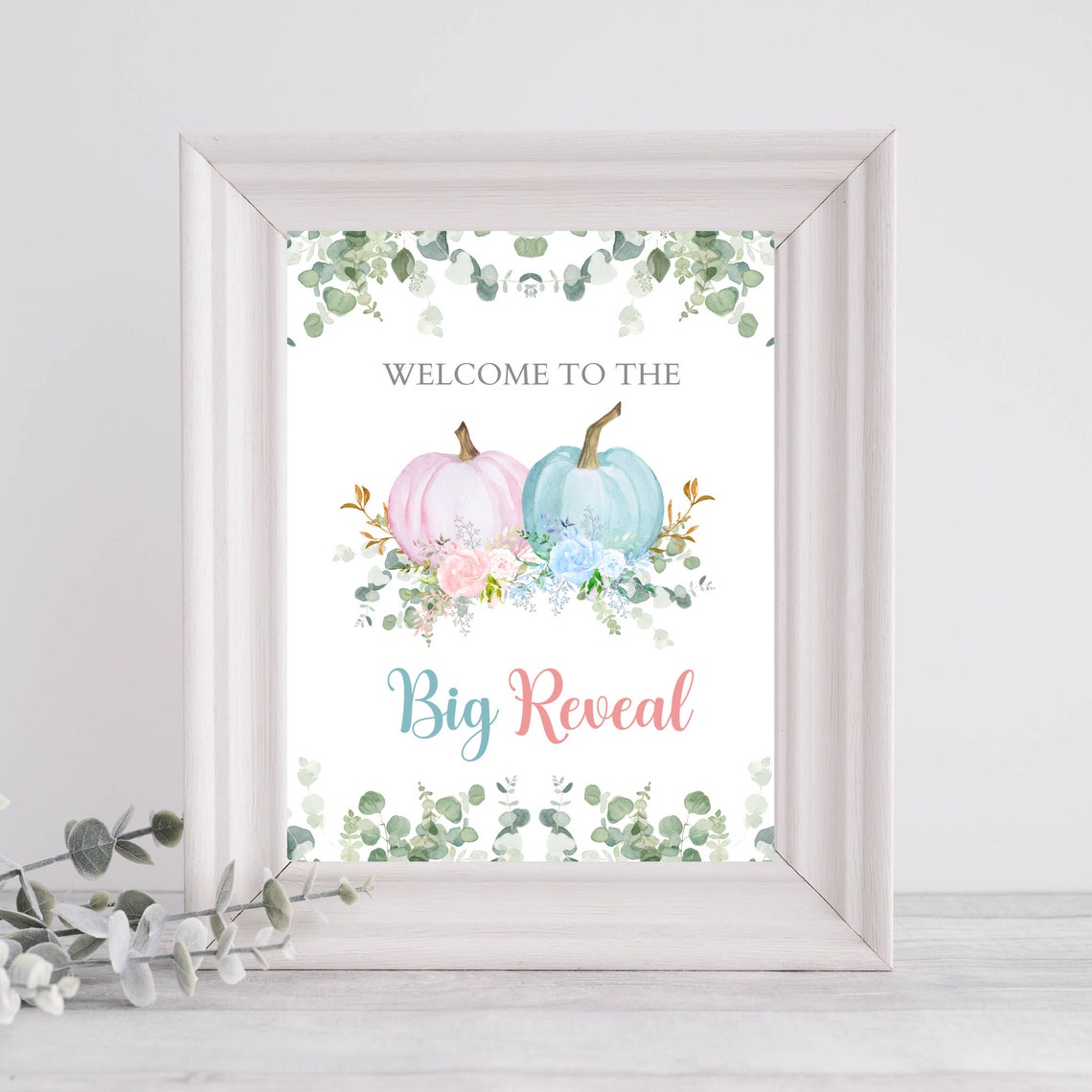 Welcome to the Big Reveal Sign Blue or Pink Pumpkin Gender - Etsy