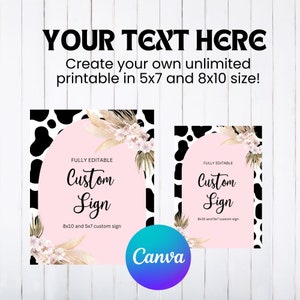 Cow Print Sign Bundle Printable, Cow Party Signs, Cow Theme Baby Shower ...