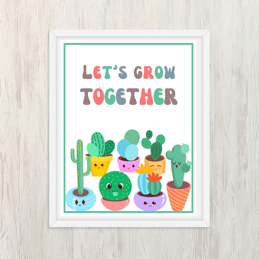 Let's Grow Together, Positive Classroom Decoration, Cacti Classroom ...