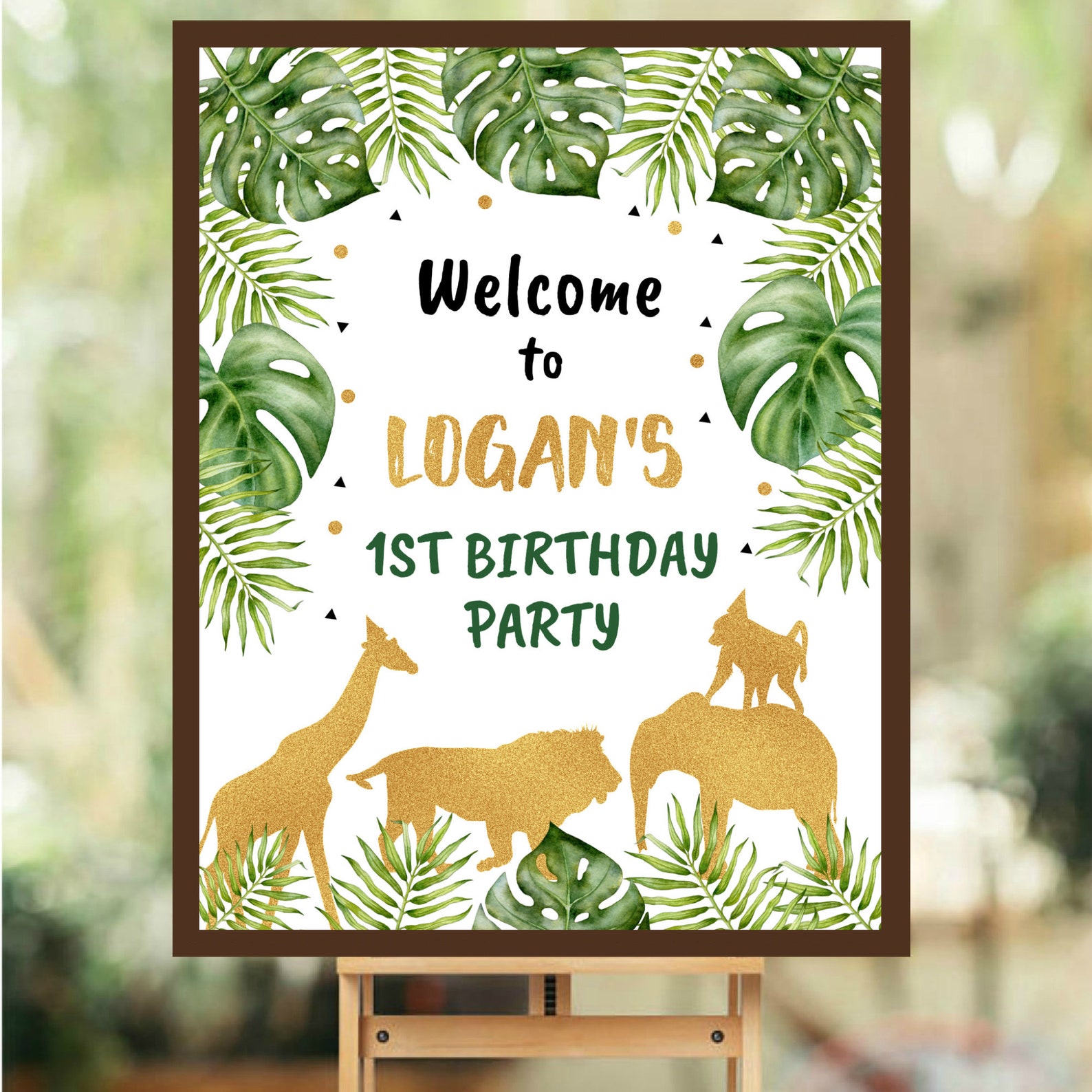 Printable Birthday Safari Jungle Welcome Sign Gold Safari - Etsy
