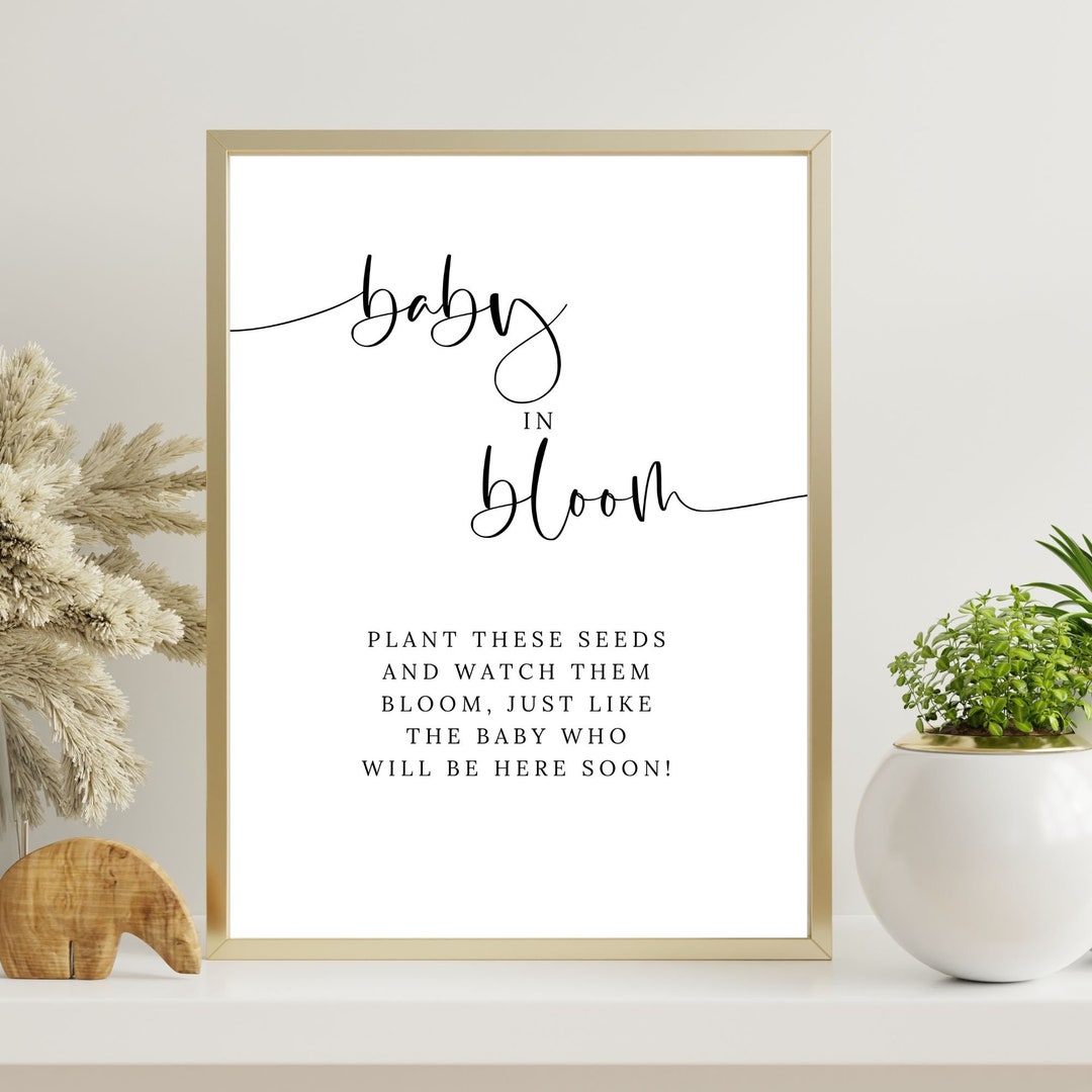 Baby in Bloom Seed Favor Sign, Minimalist Seed Favors, 5x7 and 8x10 ...
