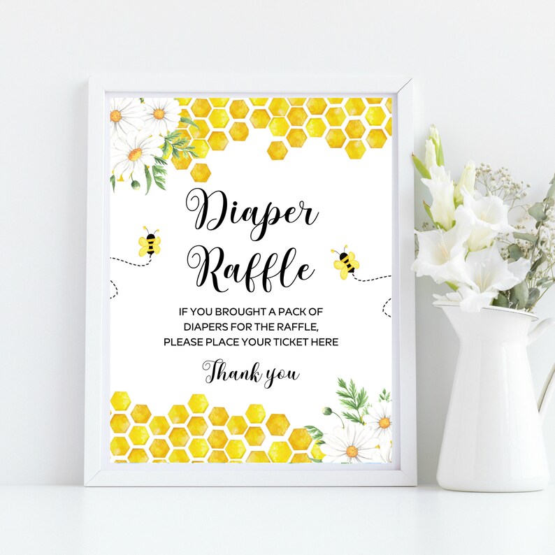 Bee Diaper Raffle Sign Printable Diaper Raffle Bumble Bee - Etsy
