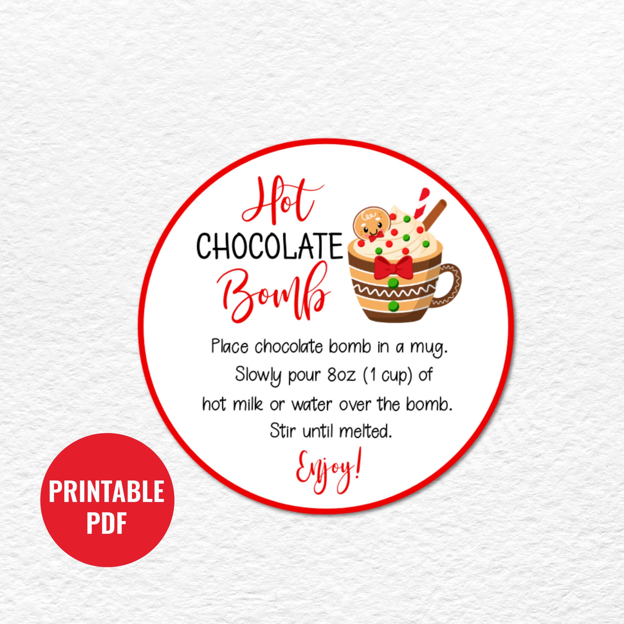 Printable Christmas Hot Chocolate Bomb Tag Hot Chocolate Bomb | Etsy