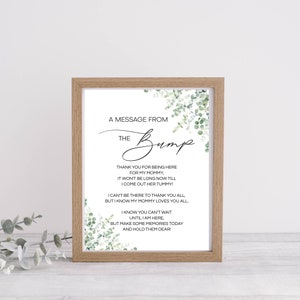 Message From the Bump, Greenery Minimalist Printable Baby Shower Signs ...
