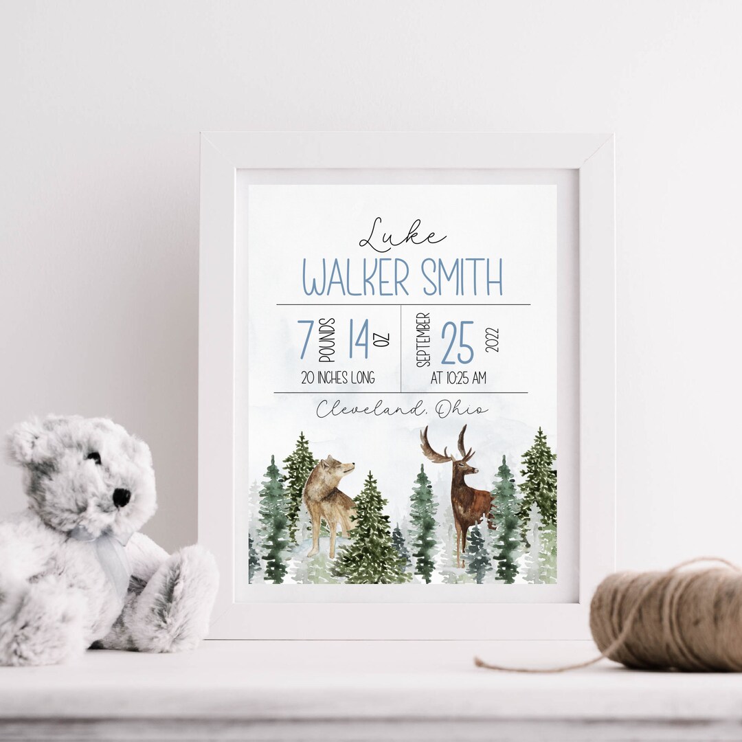 Adventure Birth Stats Sign Printable, Boy Birth Announcement, Gift for ...