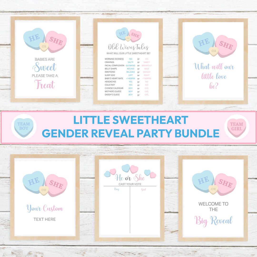 Valentine Gender Reveal Bundle, Valentines Gender Reveal Decorations ...