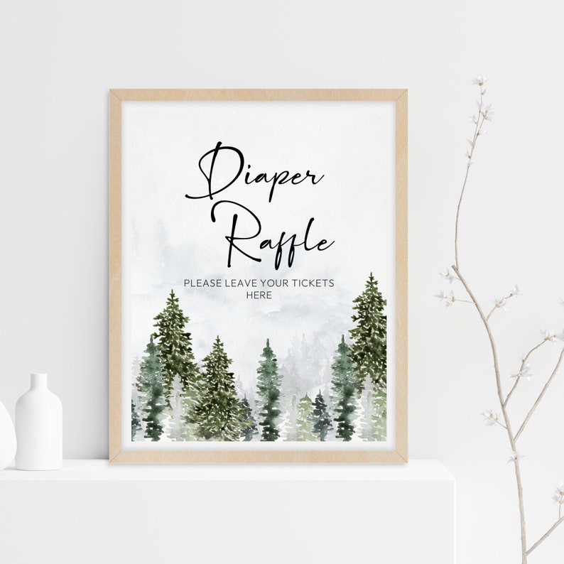 Winter Forest Diaper Raffle Sign Diaper Raffle Game 8x10 - Etsy
