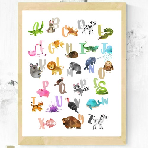 Animal Alphabet Print Alphabet Art Nursery Decor Nursery | Etsy
