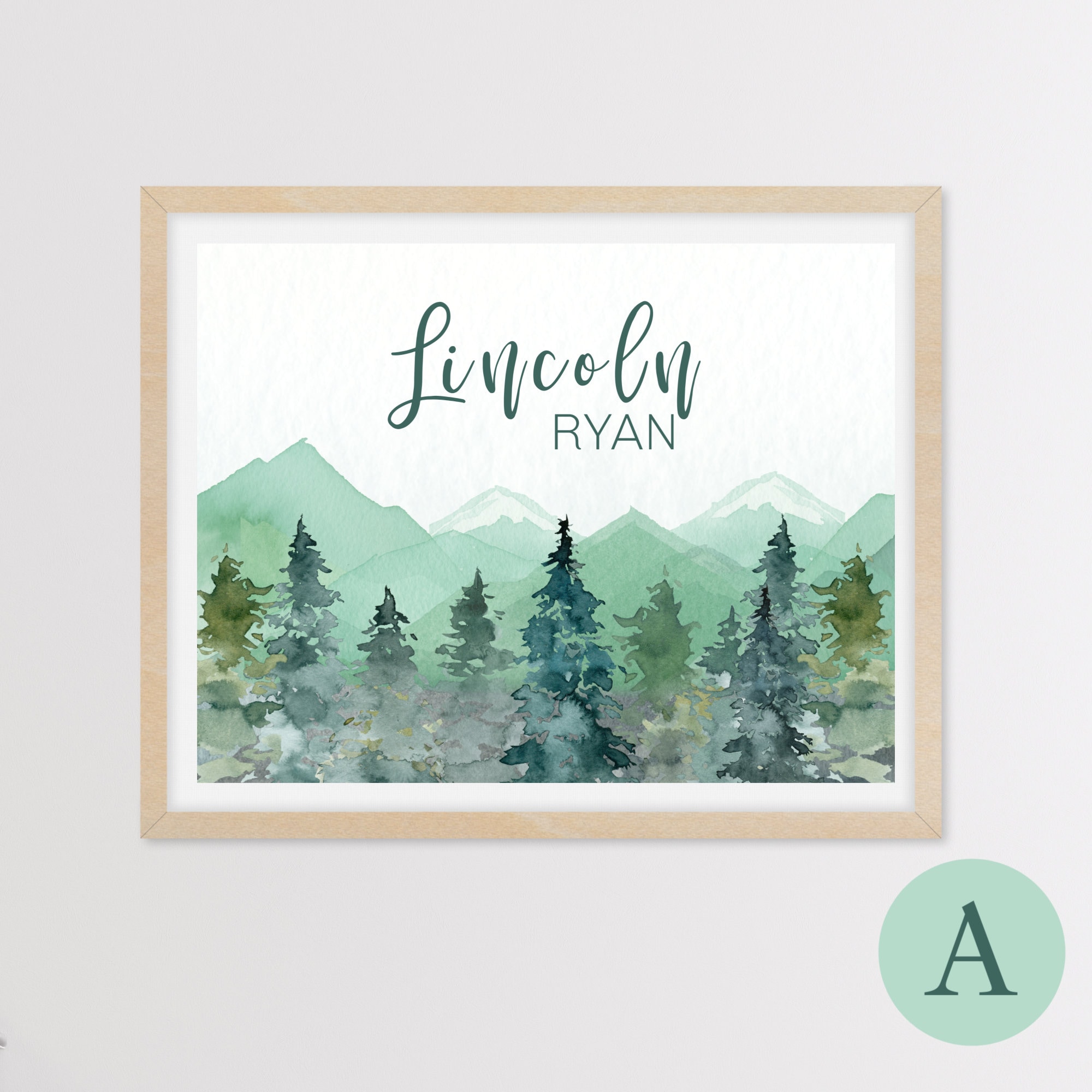 Custom Name Forest Nursery Wall Art DIGITAL Evergreen Trees - Etsy
