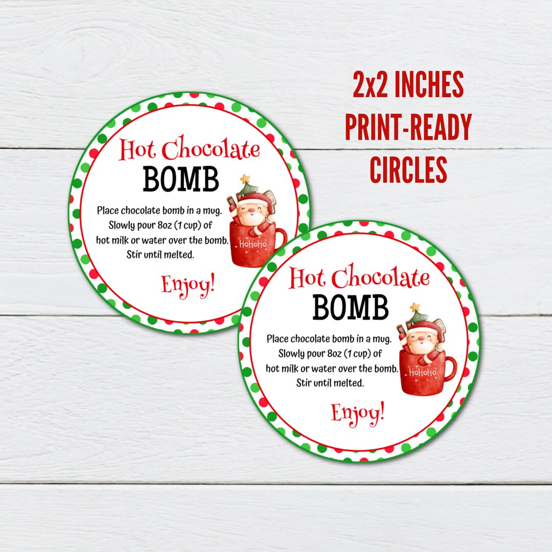 Printable Christmas Hot Chocolate Bomb Tag, Santa Hot Chocolate Bomb ...