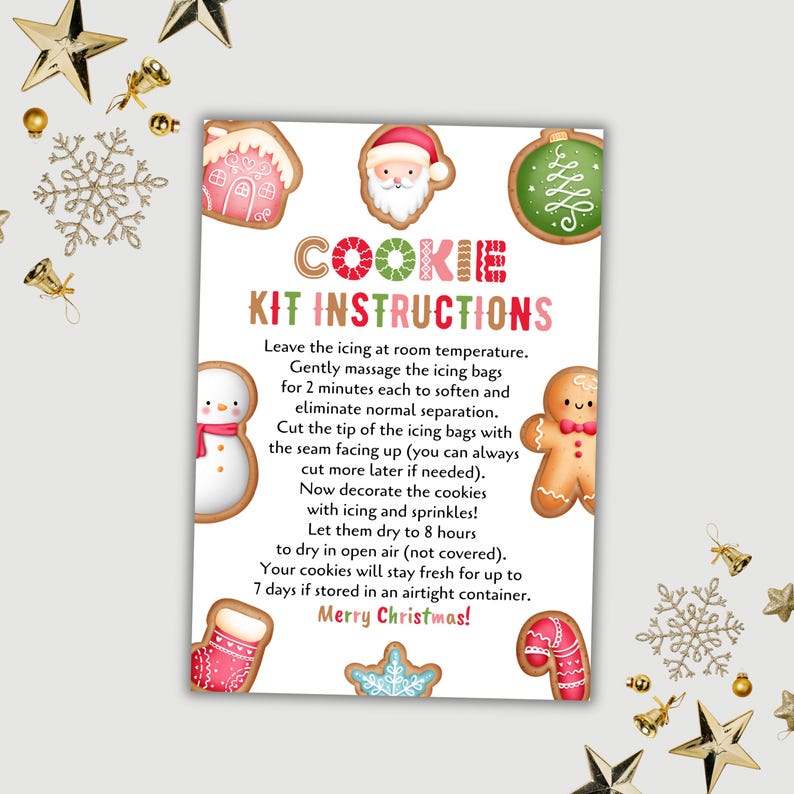 Christmas DIY Cookie Kit Instructions, Cookie Kit Card, Winter Cookie ...