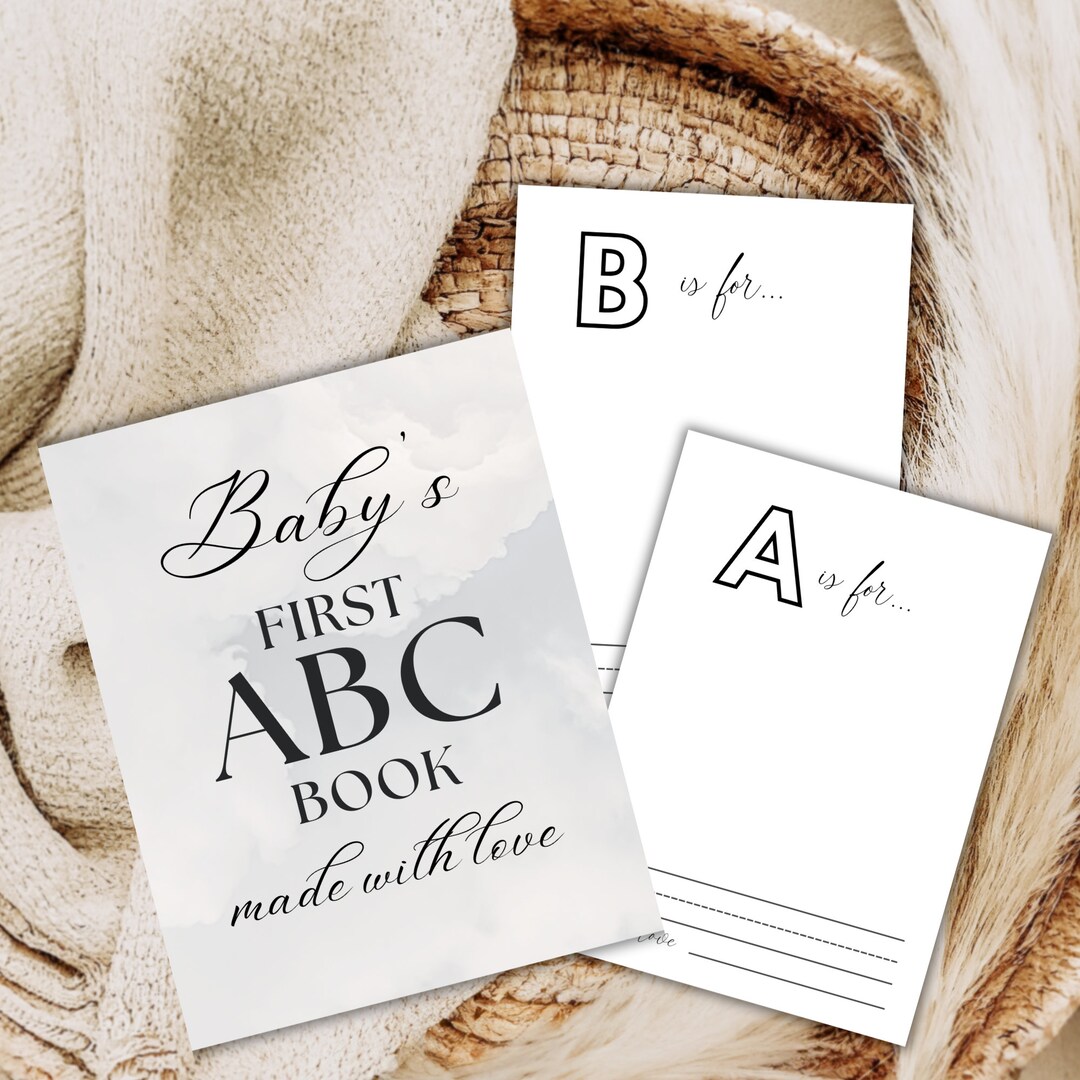 Abc Baby Shower Book, Cloud Baby Shower Activity, First Alphabet Book ...