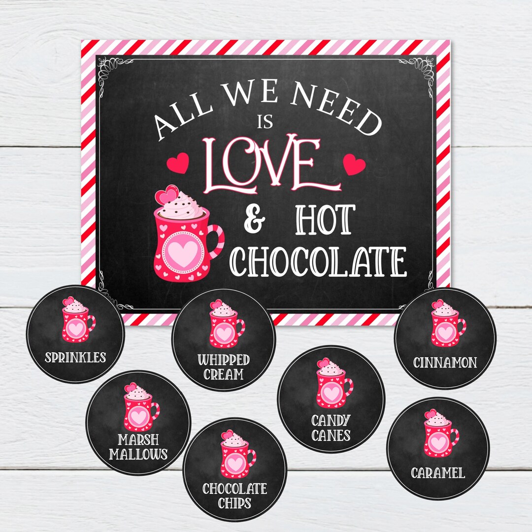 Hot Cocoa Bar Kit, Chalkboard Hot Chocolate Party Sign, DIY Hot ...