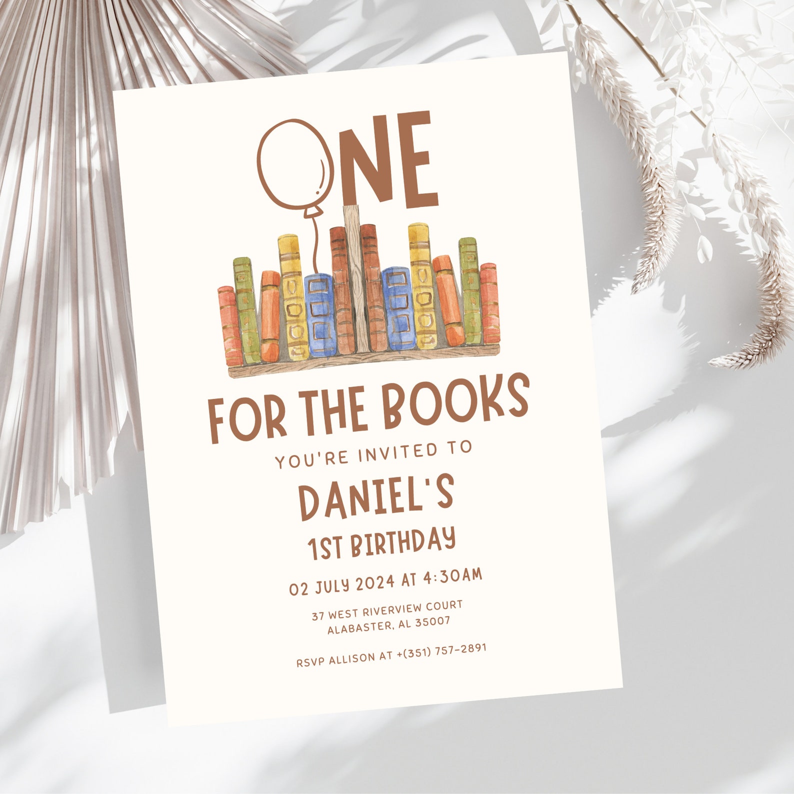 Book Birthday Invitation: Library Theme Party (editable Instant ...