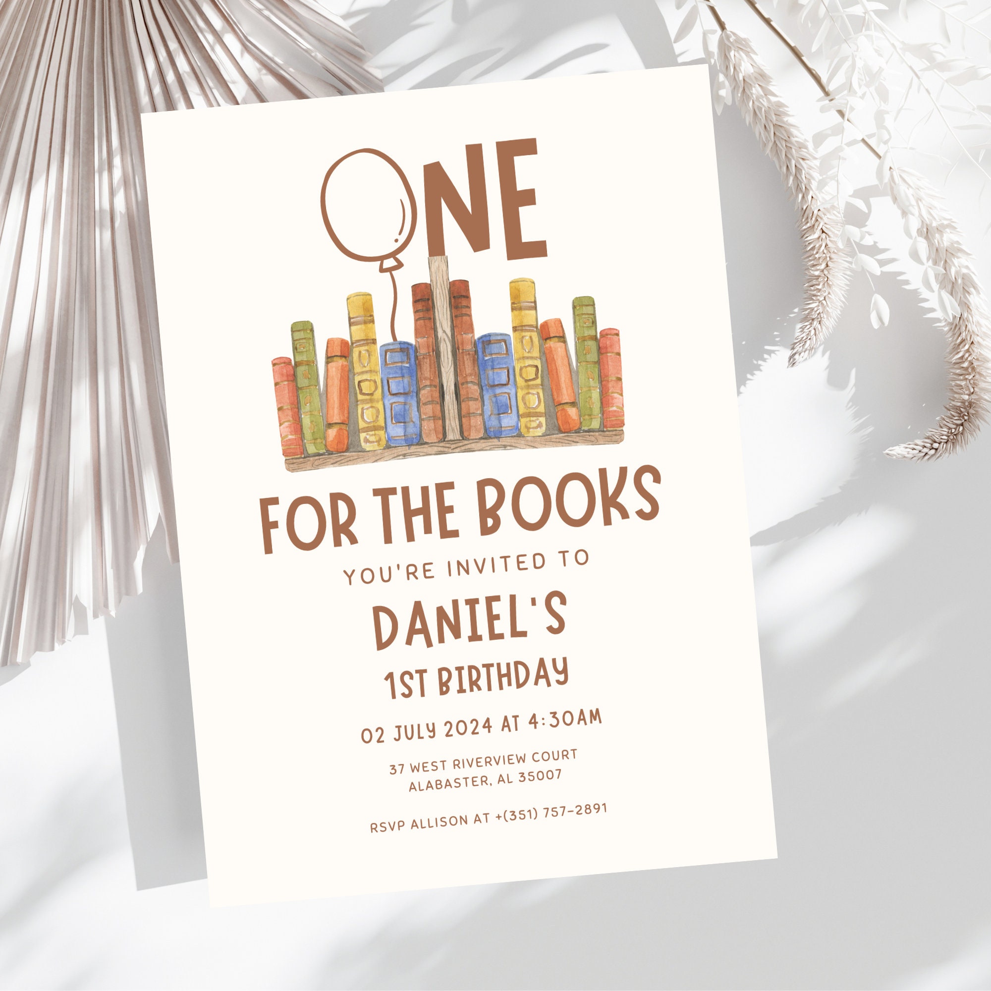 Book Birthday Invitation: Library Theme Party (editable Instant ...