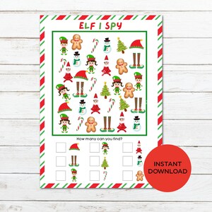 Elf I Spy Printable Games, Christmas Fun I Spy Game Instant Download ...