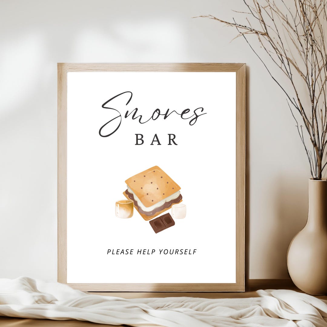 Editable S'mores Bar Sign, Minimalist 5x7 and 8x10 Size Instant ...