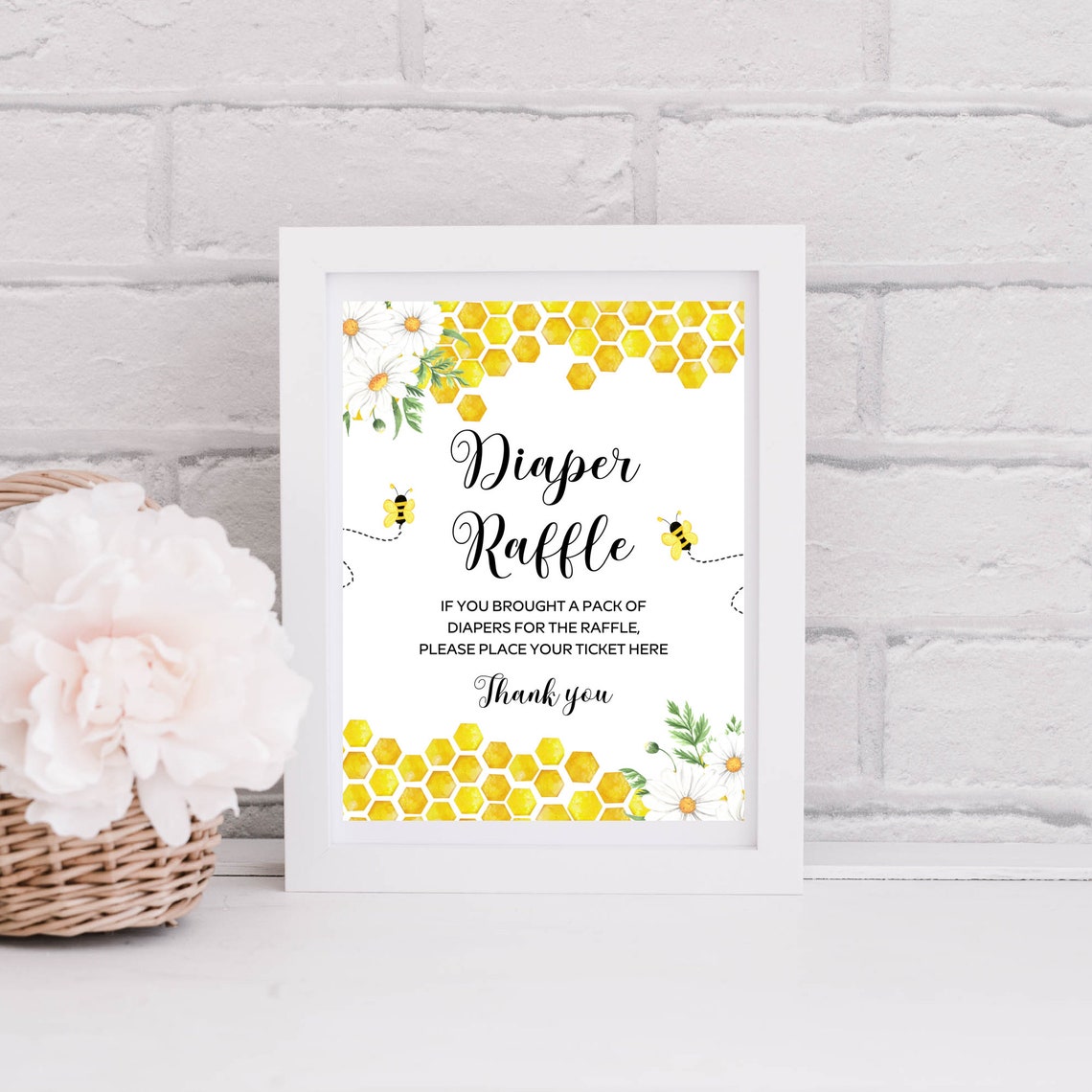 Bee Diaper Raffle Sign Printable Diaper Raffle Bumble Bee - Etsy