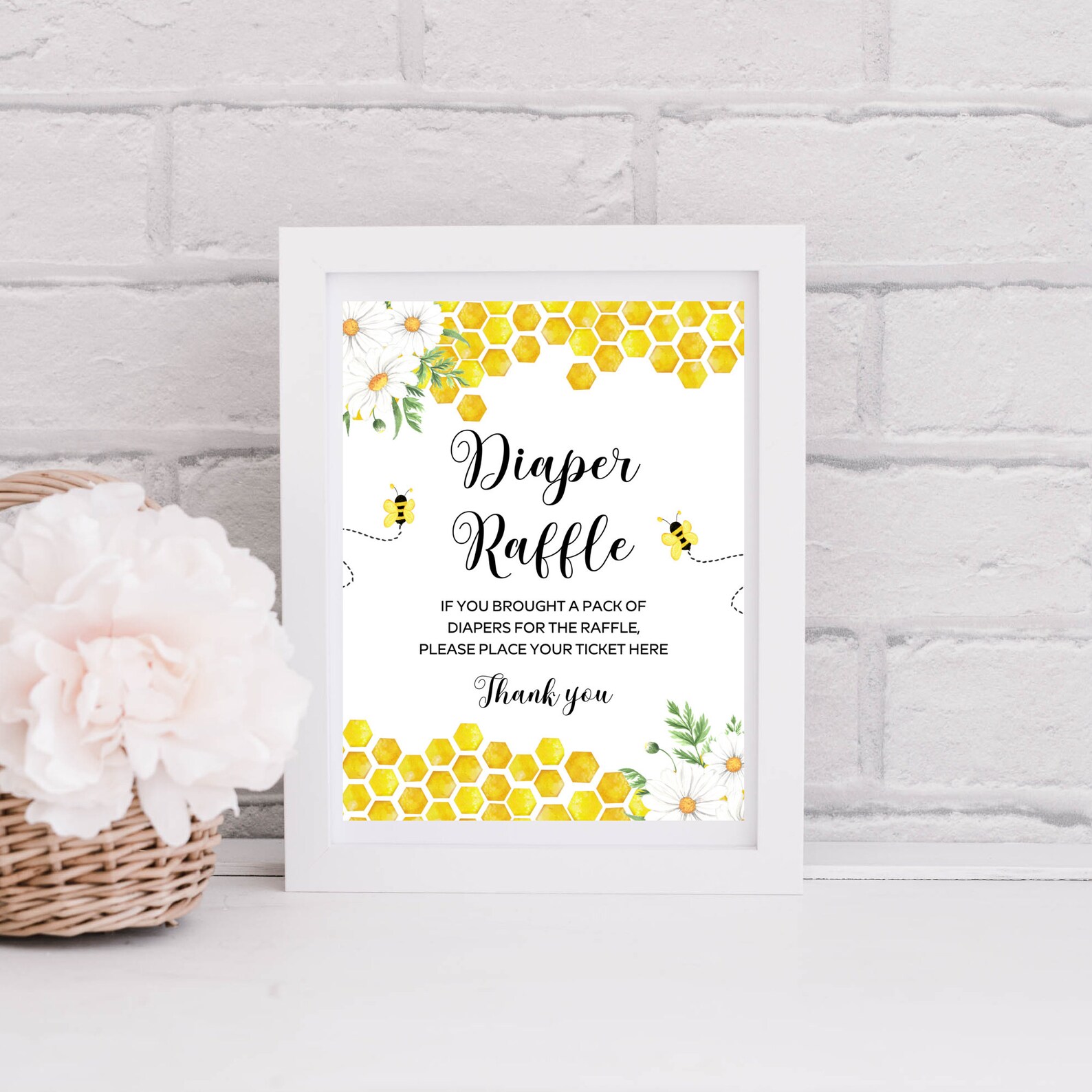 Bee Diaper Raffle Sign Printable Diaper Raffle Bumble Bee - Etsy