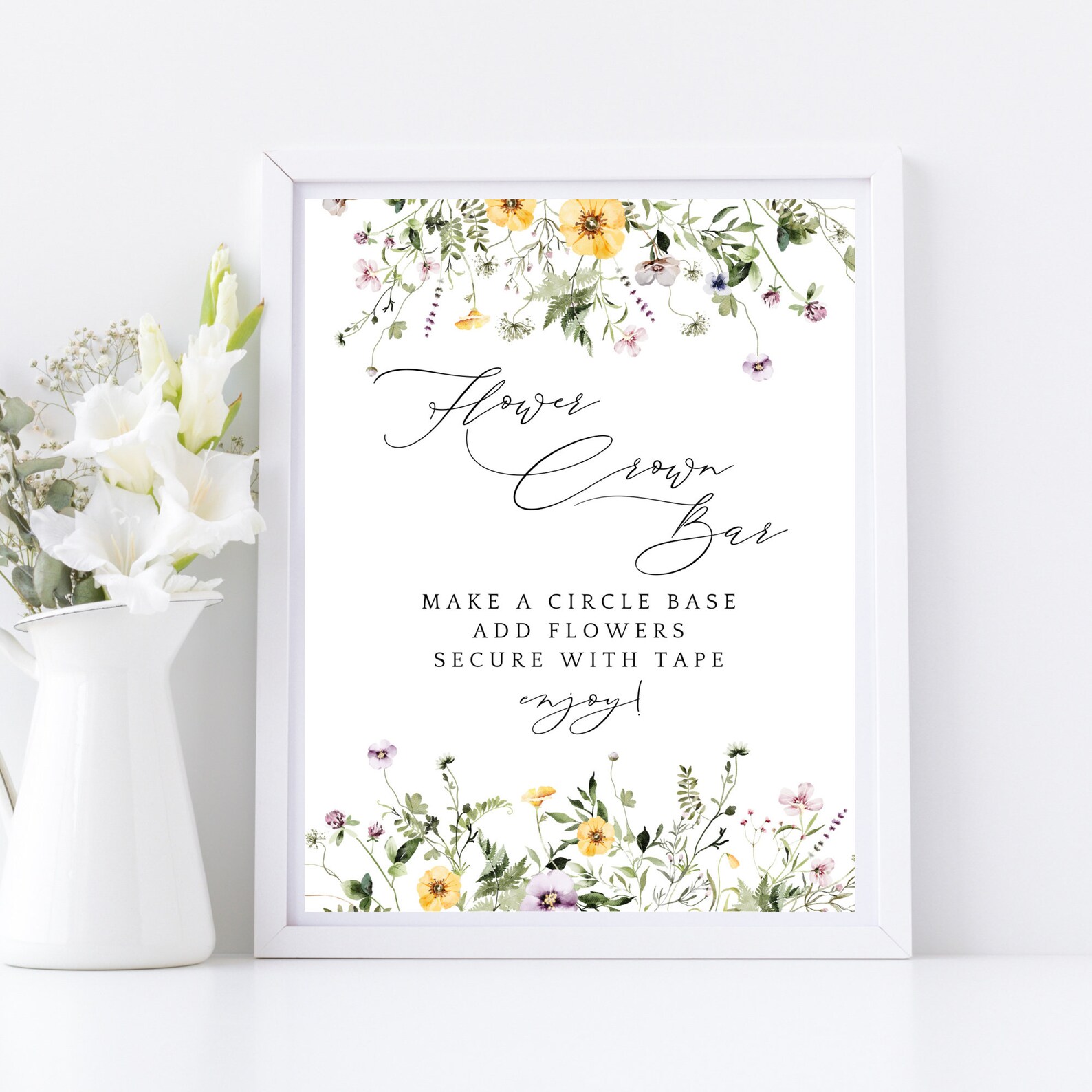 Flower Crown Bar Sign Greenery Minimal Garden Flower Favor - Etsy