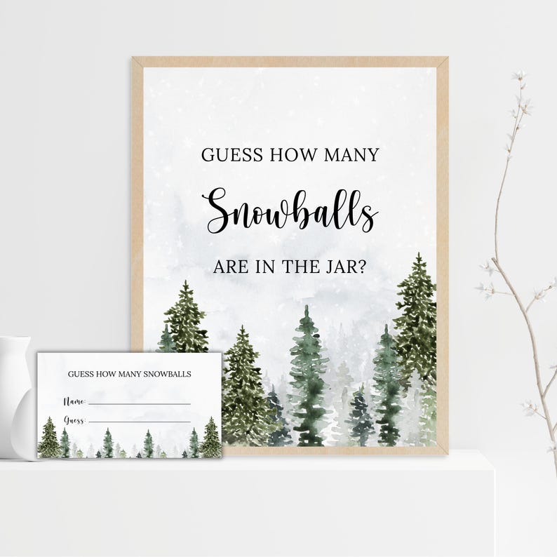 Snowballs Baby Shower Game: Forest Guessing Game (digital Download) - Etsy