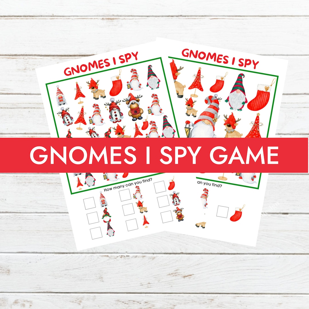 I Spy Printable Games, Christmas Fun Gnomes I Spy Game Instant Download ...