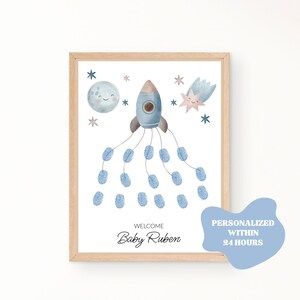 Space Thumbprint Guestbook Custom Fingerprint Tree, Outer Space Baby ...