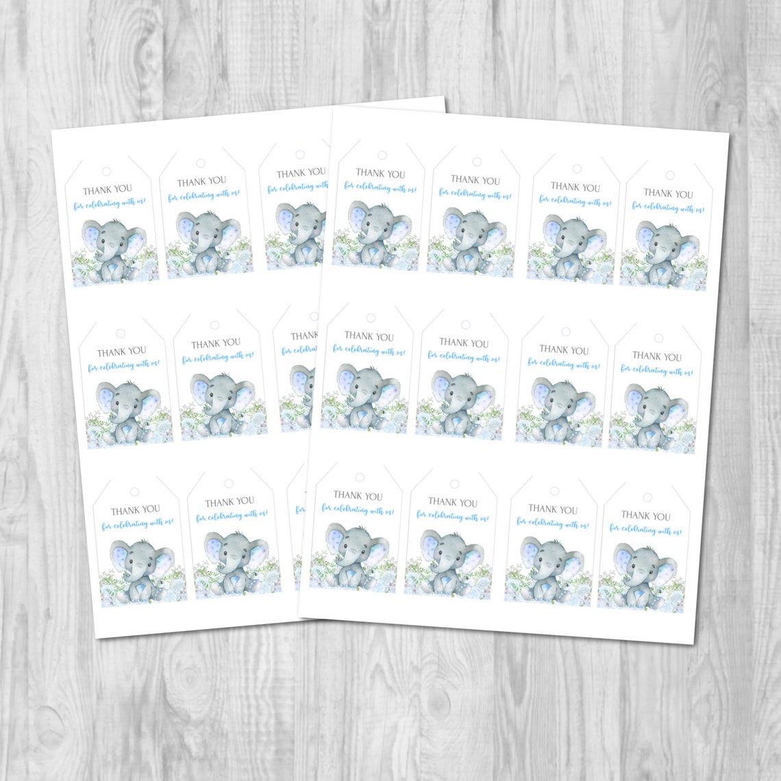 Blue Elephant Favor Tags Thank You Tags Baby Shower Favors - Etsy