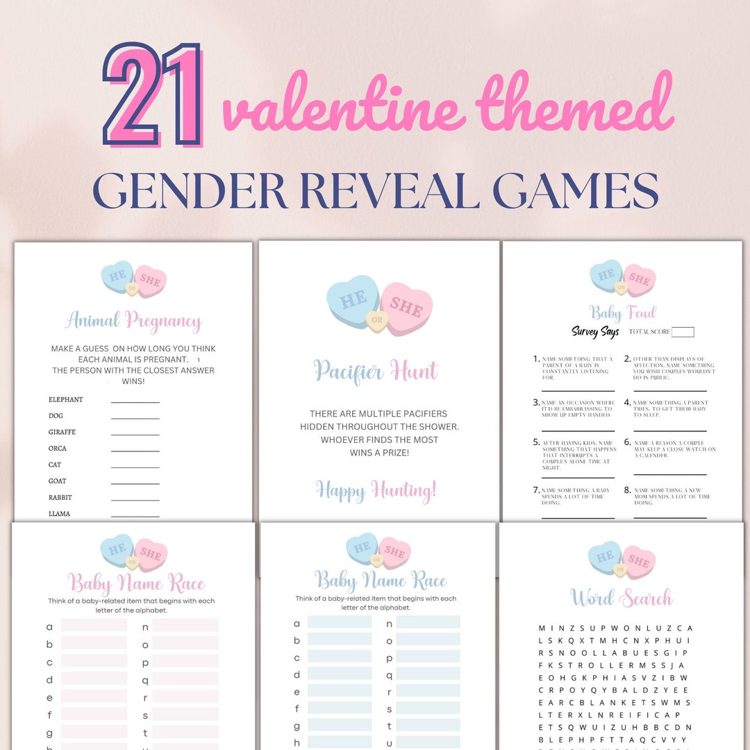 Valentine Gender Reveal Game Bundle, Spring Gender Reveal Games Pack ...