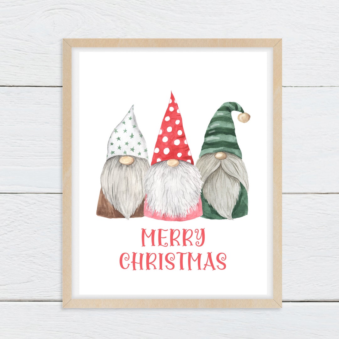 Christmas Gnomes Printable, Pink Christmas Gnomes Wall Art, Christmas ...